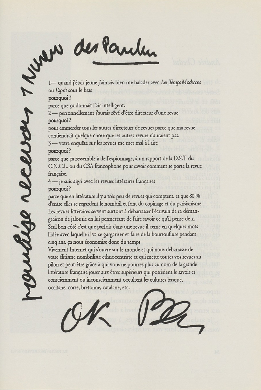 Ben (1935-2024) artiste écriture œuvres-slogans lettres blanches fond ...